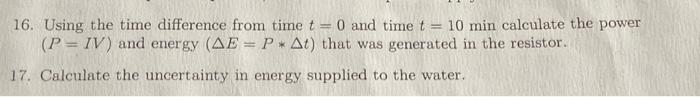 Solved 16. Using the time difference from time t=0 and time | Chegg.com