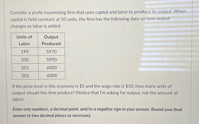 Solved Consider a profit-maximizing firm that uses capital | Chegg.com