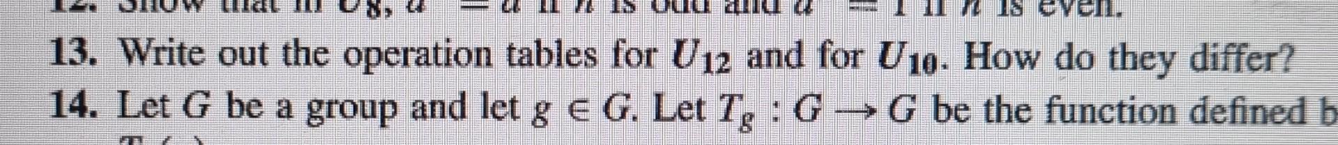 Solved 13. Write out the operation tables for U12 and for | Chegg.com