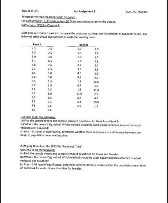 Solved 7.9 B2A 3123201 Lab Assignment 3 Due: 3/7, Monday | Chegg.com