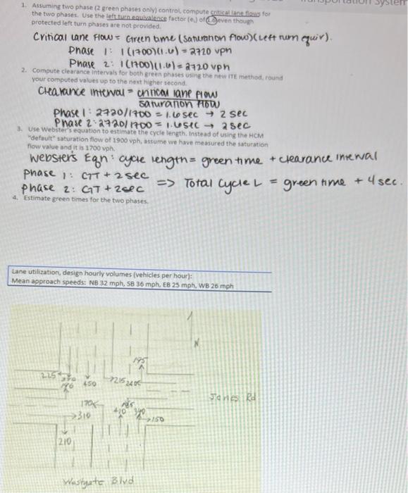 Solved 1. Assuming two phase (2 green phases only) control | Chegg.com