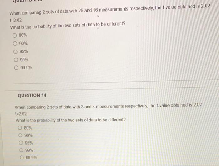 Solved When comparing 2 sets of data with 3 and 4 | Chegg.com
