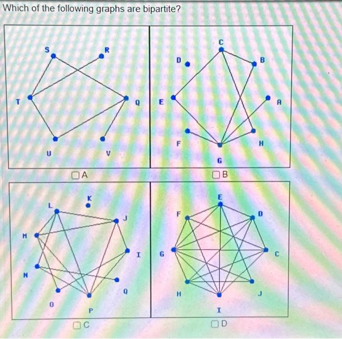 Which of the following graphs are bipartite? | Chegg.com