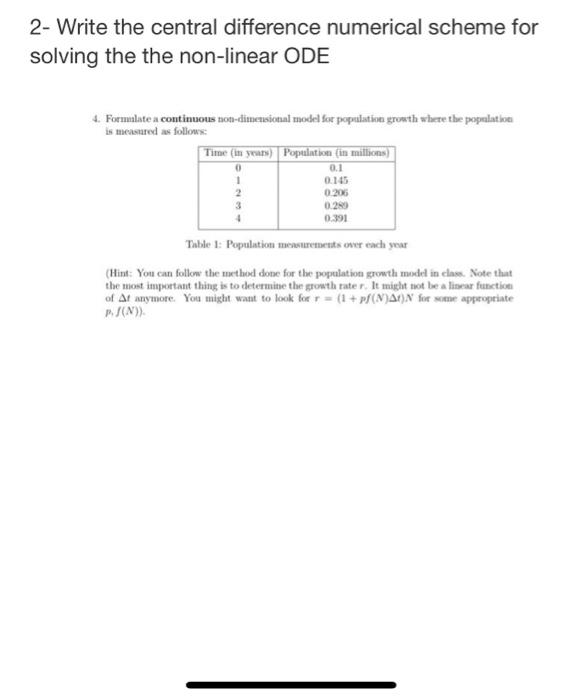 Solved 2- Write the central difference numerical scheme for | Chegg.com