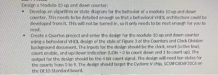 Solved I need a VDHL code for a modulo 10 up down counter, | Chegg.com
