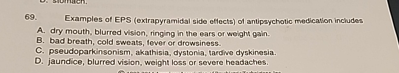 Solved Examples of EPS (extrapyramidal side effects) ﻿of | Chegg.com