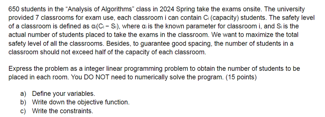 Solved 650 ﻿students in the “Analysis of Algorithms” ﻿class | Chegg.com
