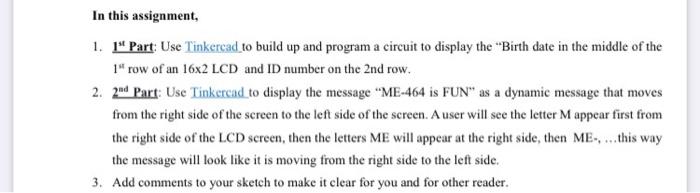 Solved In this assignment, 1. 1" Part: Use Tinkercad to | Chegg.com