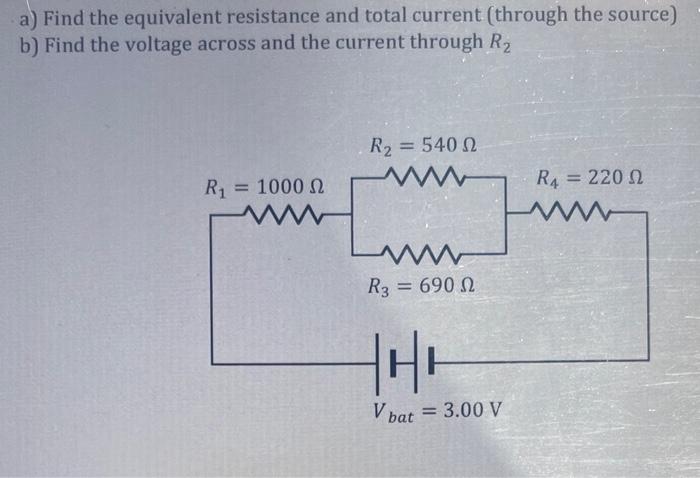 Solved a) Find the equivalent resistance and total current | Chegg.com