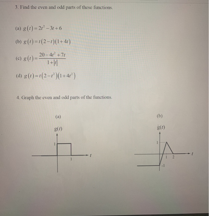 Solved 3. Find the even and odd parts of these functions. | Chegg.com