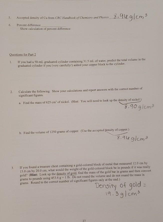 Name Experiment 2 Data Sheet 313121 CHEM 1131 Date | Chegg.com