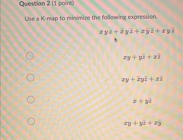 Solved Use a K-map to minimize the following expression. | Chegg.com
