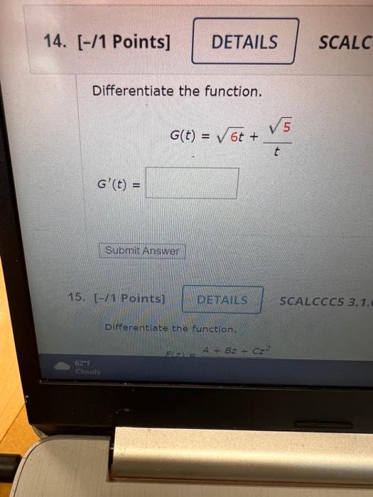 Solved 14. [-/1 Points] Differentiate the function. | Chegg.com