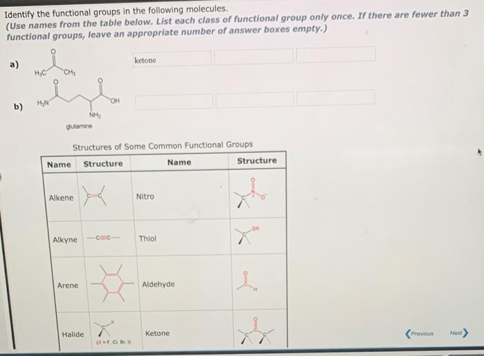 Solved Identify the functional groups in the following | Chegg.com