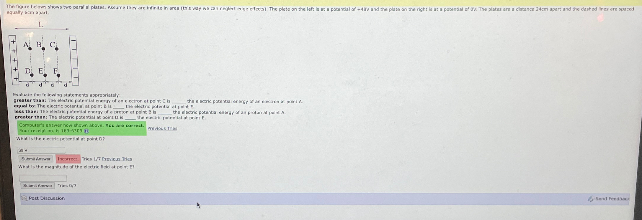 Solved equally 6cm ﻿apart.Evaluate the following statements | Chegg.com
