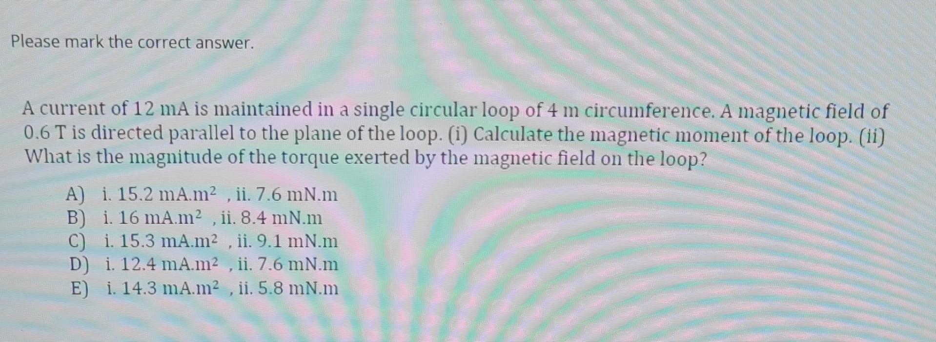 Solved A current of 12 mA is maintained in a single circular | Chegg.com