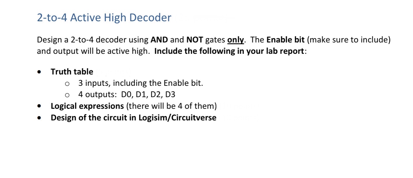 2-to-4 ﻿Active High DecoderDesign a 2-to-4 ﻿decoder | Chegg.com