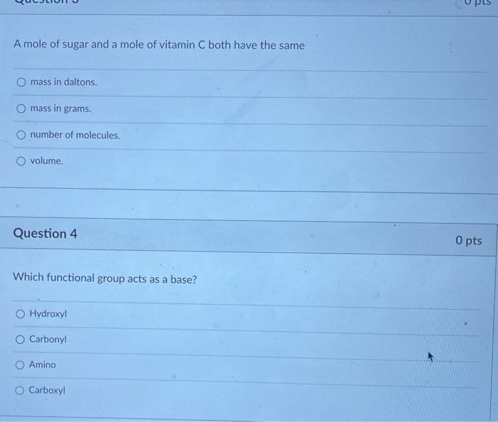 Solved A mole of sugar and a mole of vitamin C both have the | Chegg.com