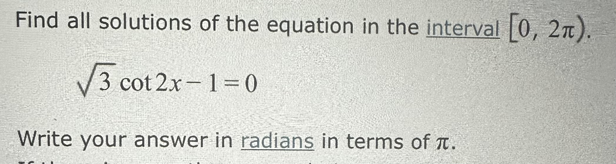 Solved Find all solutions of the equation in the interval | Chegg.com