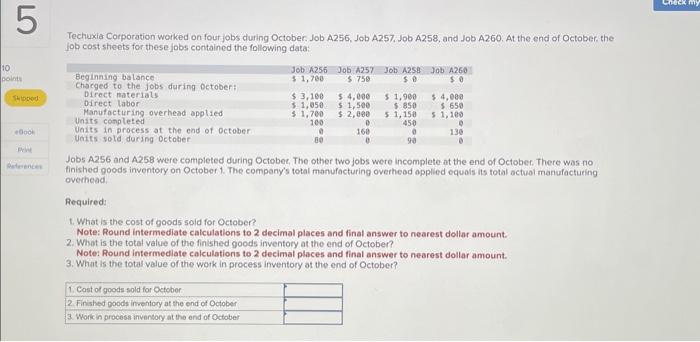 Solved Techuxia Corporation worked on four jobs during | Chegg.com
