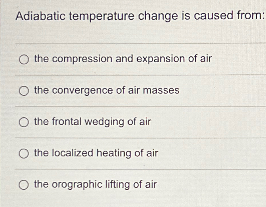 Solved Adiabatic temperature change is caused from:the | Chegg.com
