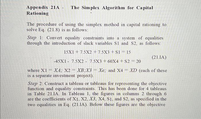 The procedure of using the simplex method in capital | Chegg.com