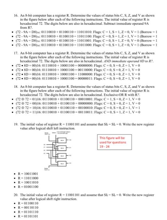 Solved 16. An 8-bit Computer Has A Register R. Determine The 
