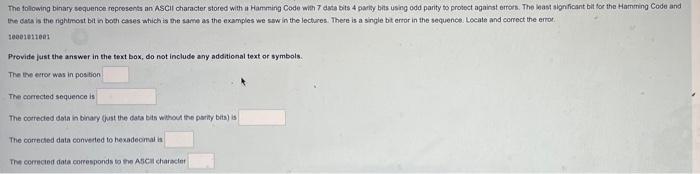 Solved The following binary sequence represents an ASCII | Chegg.com