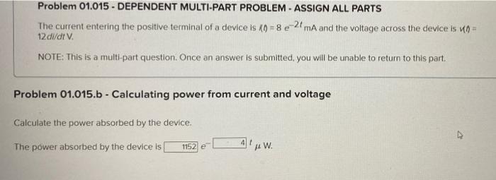 Solved Problem 01.015 - DEPENDENT MULTI-PART PROBLEM - | Chegg.com