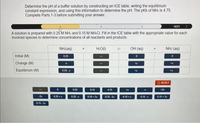Solved Determine the pH of a buffer solution by constructing | Chegg.com