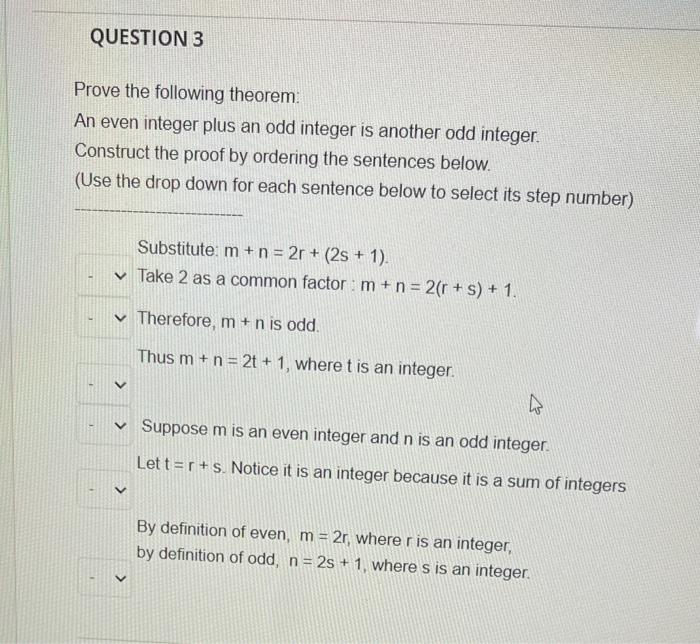 Solved QUESTION 1 Complete the definition of an odd integer | Chegg.com