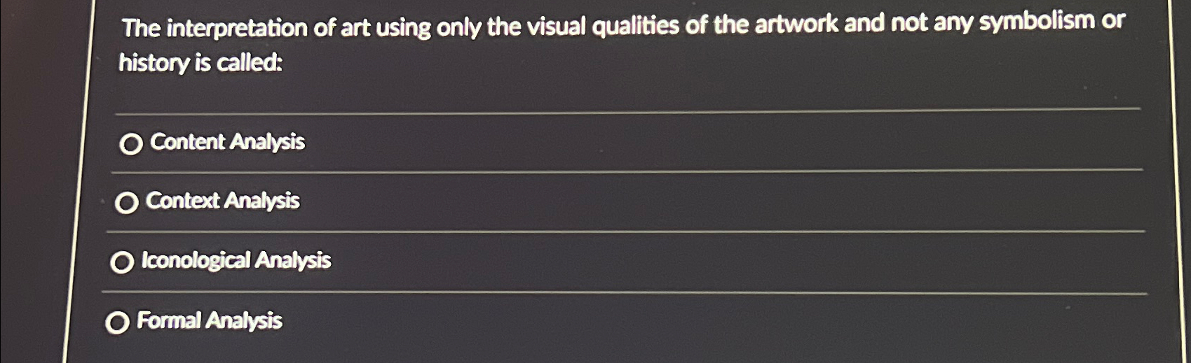 Solved The interpretation of art using only the visual | Chegg.com