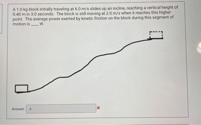 Solved A 1.0 kg block initially traveling at 6.0 m/s slides | Chegg.com