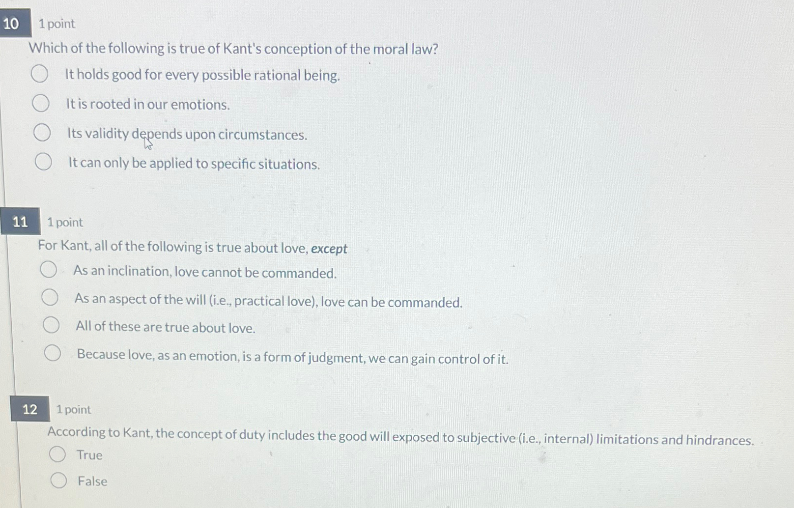 Solved 101 ﻿pointWhich of the following is true of Kant's | Chegg.com