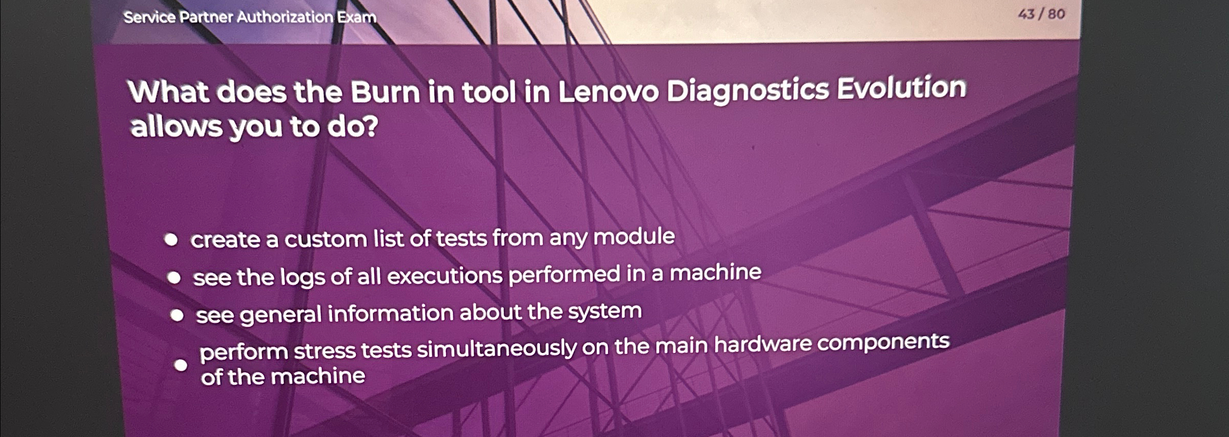 Solved Service Partner Authorization ExamWhat does the Burn | Chegg.com