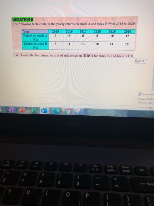 Solved QUESTION B The following table contains the yearly | Chegg.com
