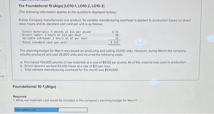 Solved The Foundational 15 (Algo) [LO10-1, LO10-2, LO10-3] | Chegg.com