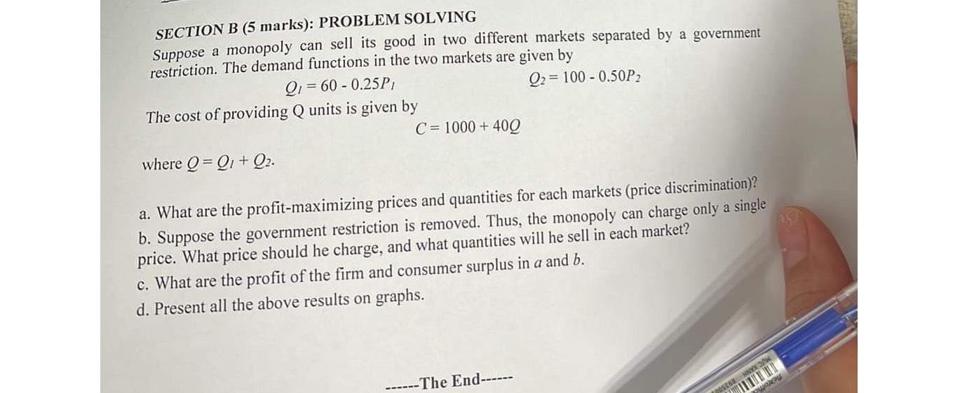 Solved SECTION B (5 ﻿marks): PROBLEM SOLVINGSuppose a | Chegg.com