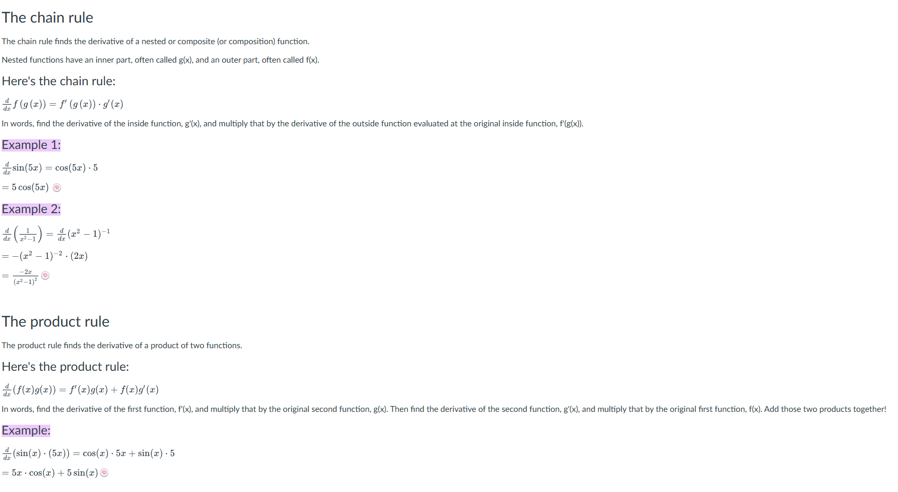 Solved The chain ruleThe chain rule finds the derivative of | Chegg.com