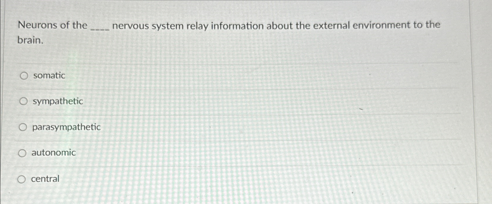 Solved Neurons of the q, ﻿nervous system relay information | Chegg.com