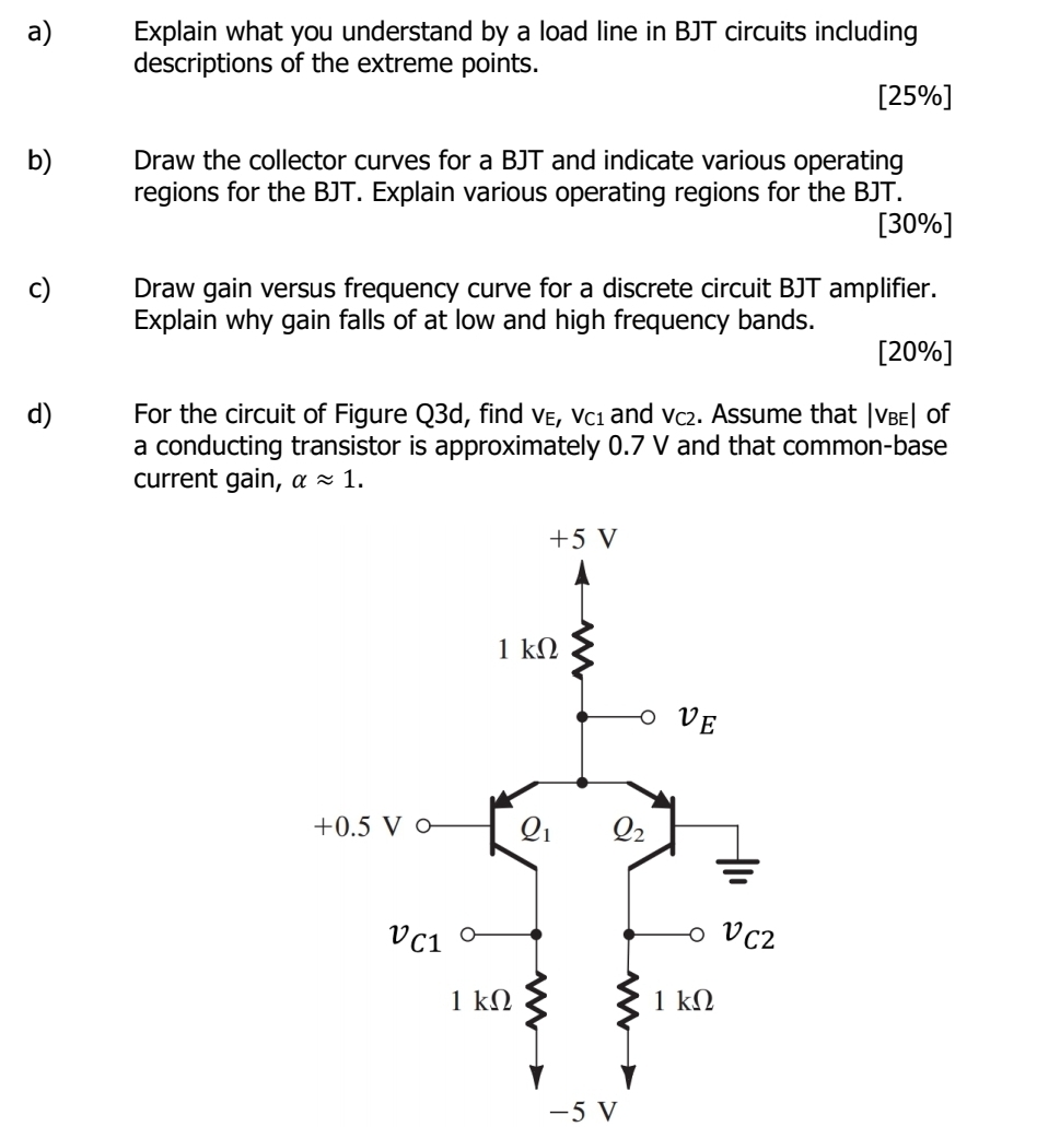 Solved a) ﻿Explain what you understand by a load line in BJT | Chegg.com