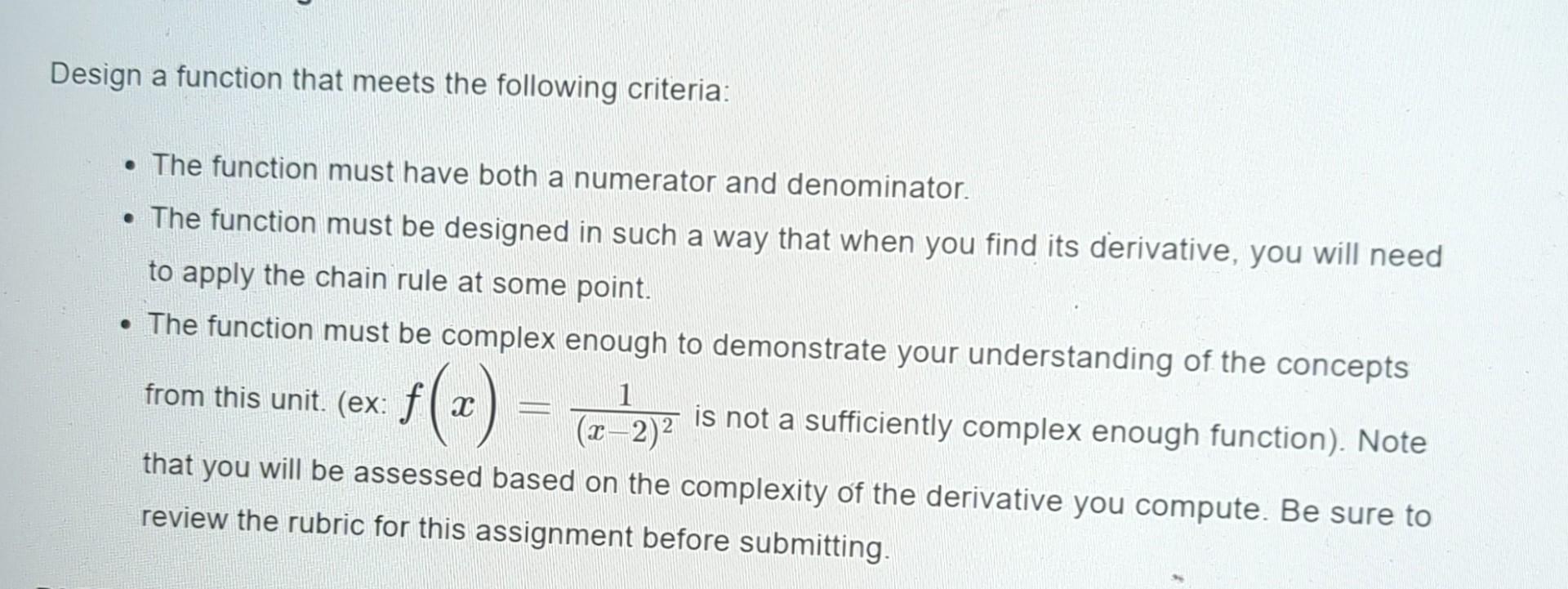 Solved Design a function that meets the following criteria: | Chegg.com