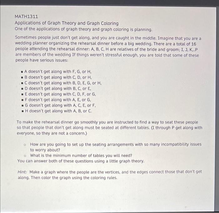 Applications of Graph Theory and Graph Coloring How | Chegg.com