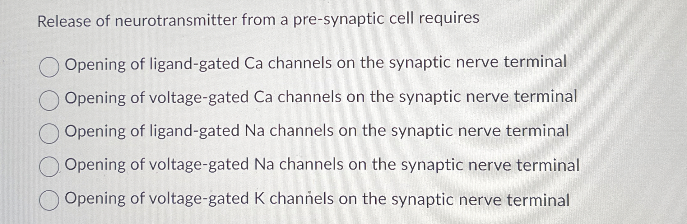 Solved Release of neurotransmitter from a pre-synaptic cell | Chegg.com