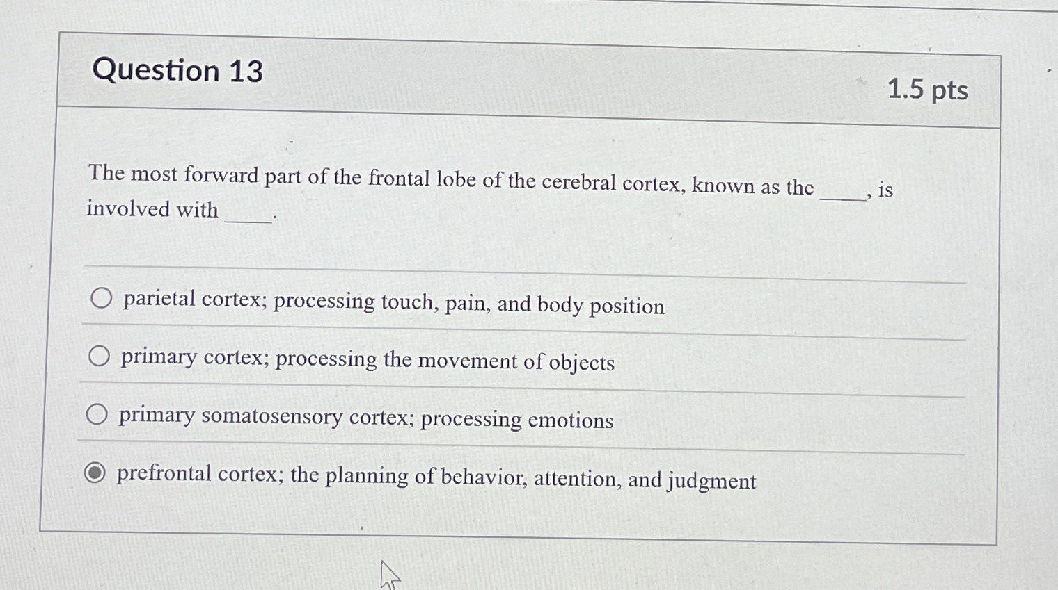 Solved Question 13The most forward part of the frontal lobe | Chegg.com