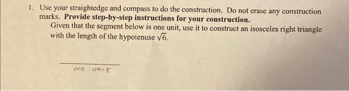 Solved 1. Use your straightedge and compass to do the | Chegg.com
