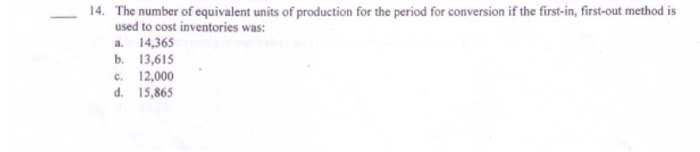 Solved The following unit data were assembled for the | Chegg.com