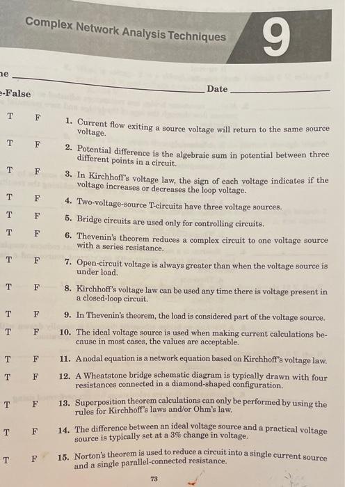 Solved Complex Network Analysis Techniques Date -False T F | Chegg.com