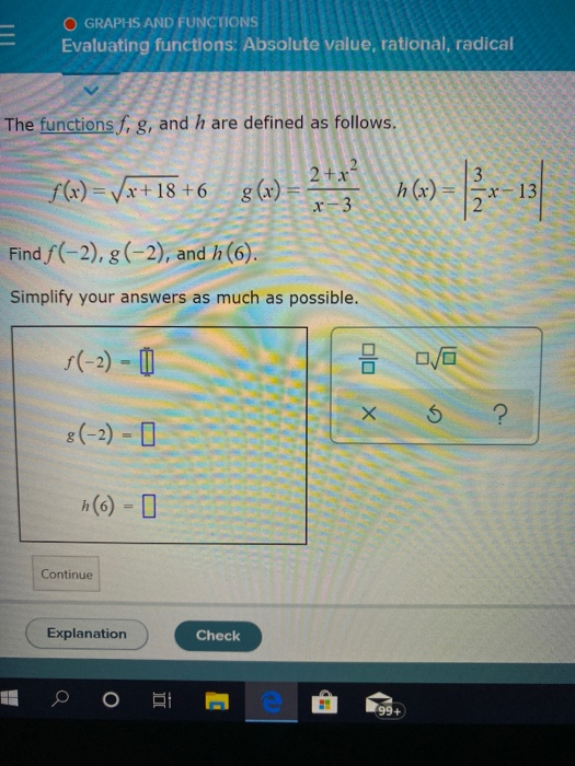 Solved O GRAPHS AND FUNCTIONS Evaluating functions: Absolute | Chegg.com