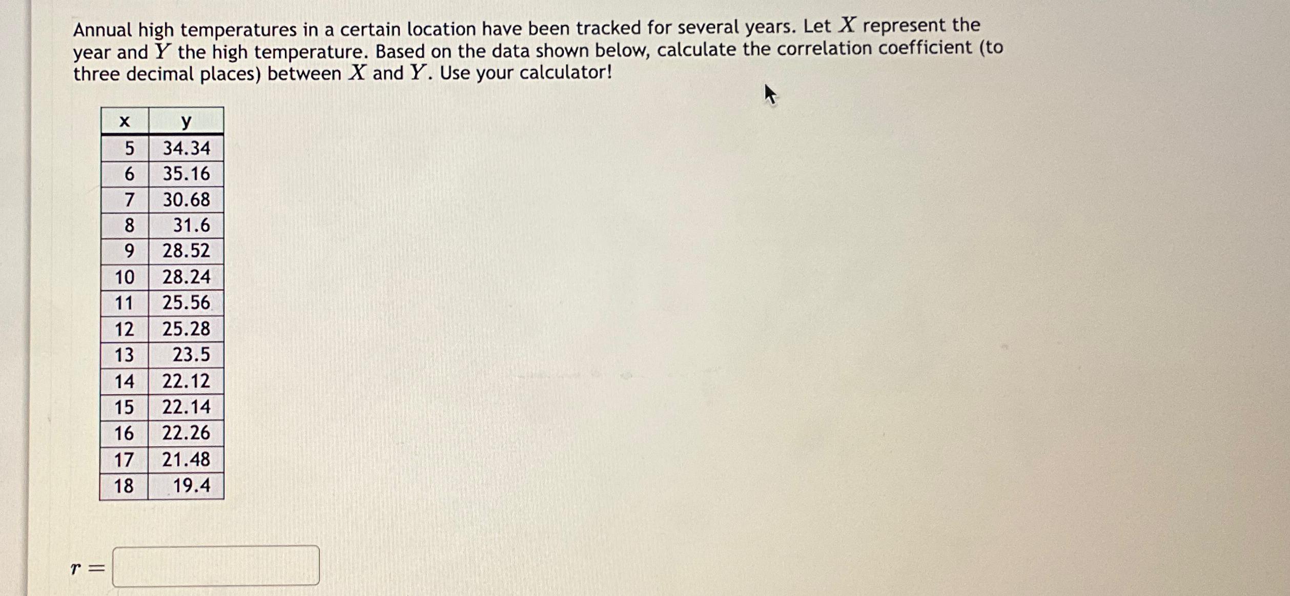 Solved Annual high temperatures in a certain location have | Chegg.com